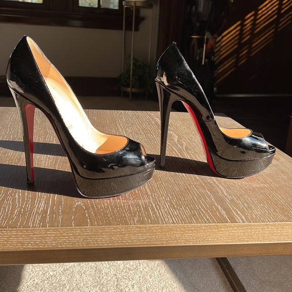 Christian Louboutin | Shoes | Christian Louboutin Lady Peep Patent Calf 365 | Poshmark